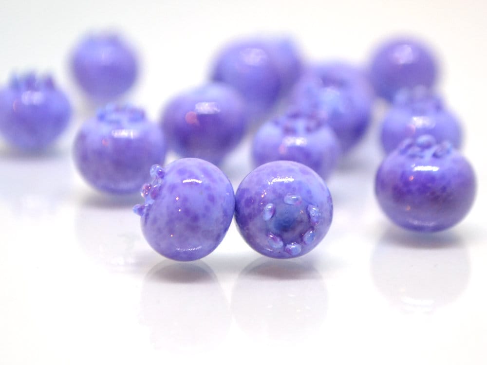Glass Purple Blueberry, Lampwork Berry, Lavender Purple Glass Berries ...