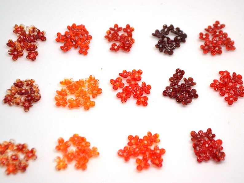 Red Small Flower Beads, 14 Shades of Red Flowers for Headband, Red Tiny ...