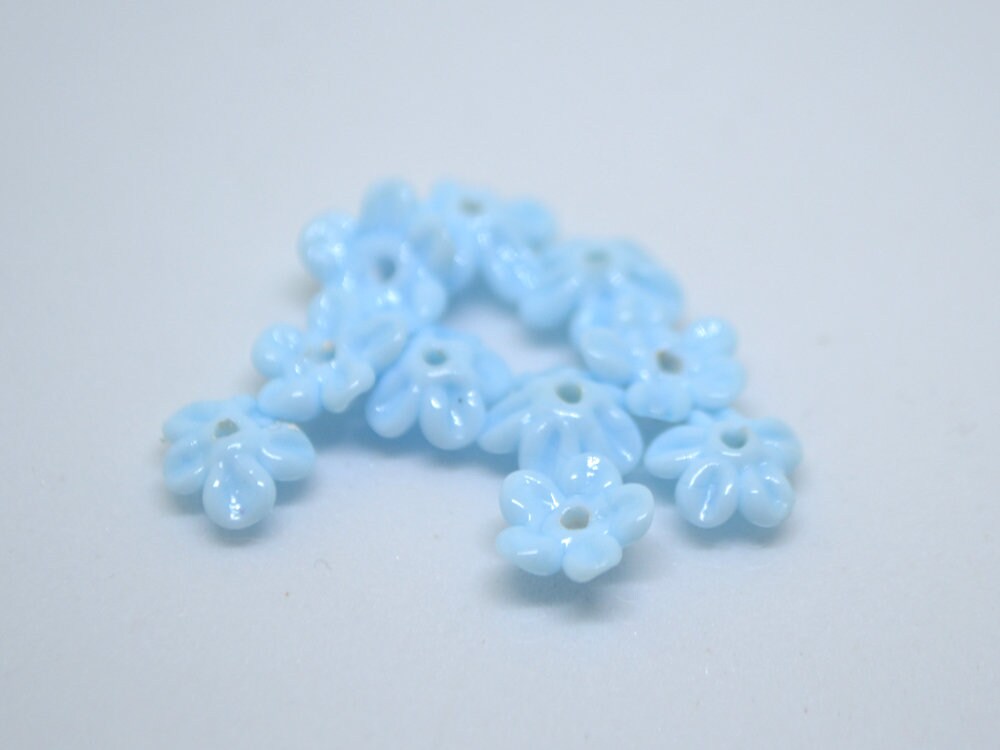 Opaque blue Mini flower beads Blue spacer beads Wedding | Etsy