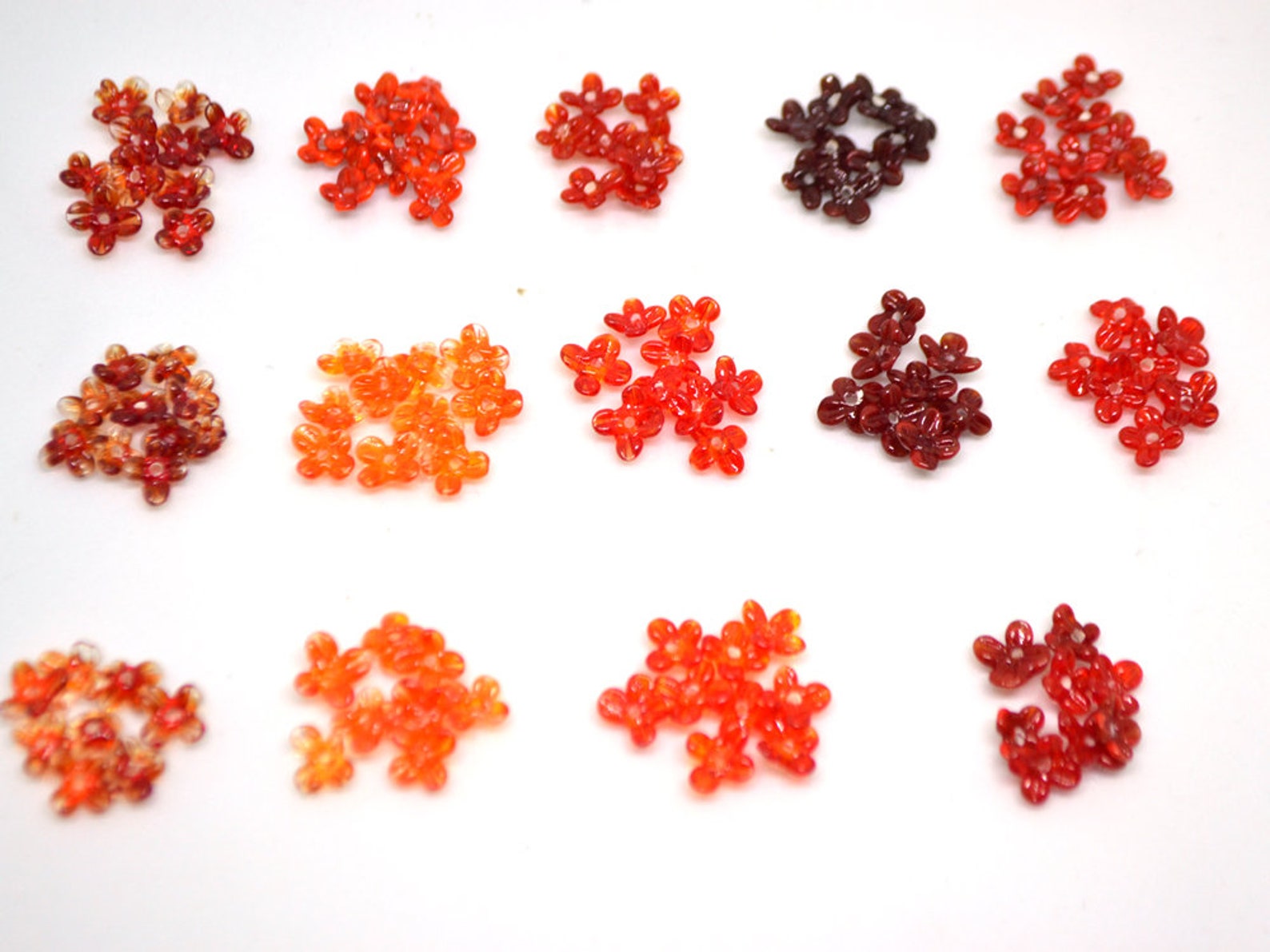 Red Small Flower Beads, 14 Shades of Red Flowers for Headband, Red Tiny ...