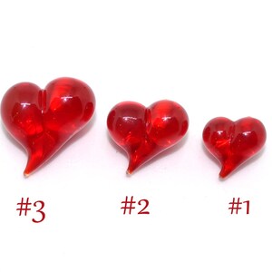 Red Heart Charm Beads, Lampwork Heart, Red Glass Beads, Glass Heart ...
