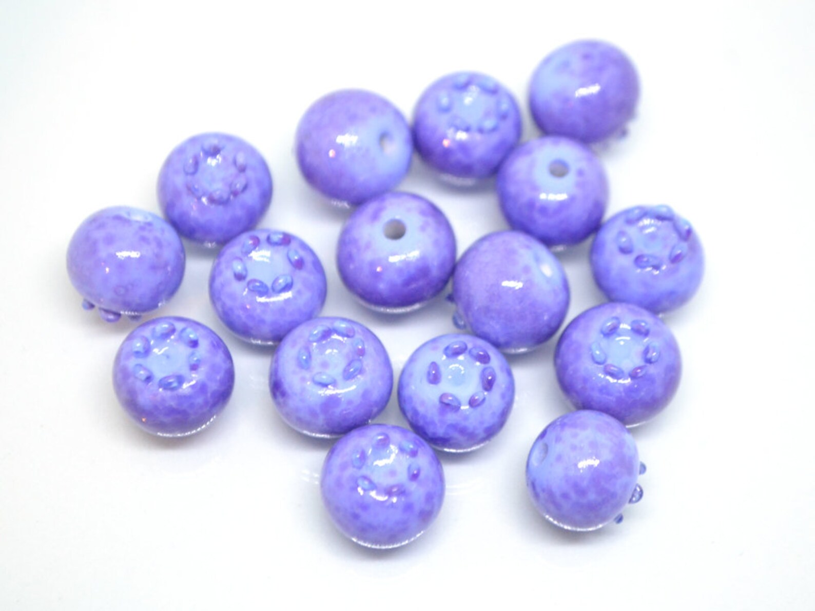 Glass Purple Blueberry, Lampwork Berry, Lavender Purple Glass Berries ...
