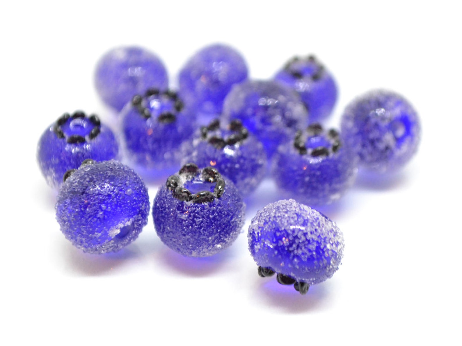 Frost Glass Berries, Lampwork Blue Cobalt Blueberry, Lampwork Berry ...