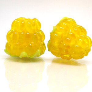 Yellow Glass Raspberry, Gloss Lampwork Berries, Yellow Lampwork Berry ...