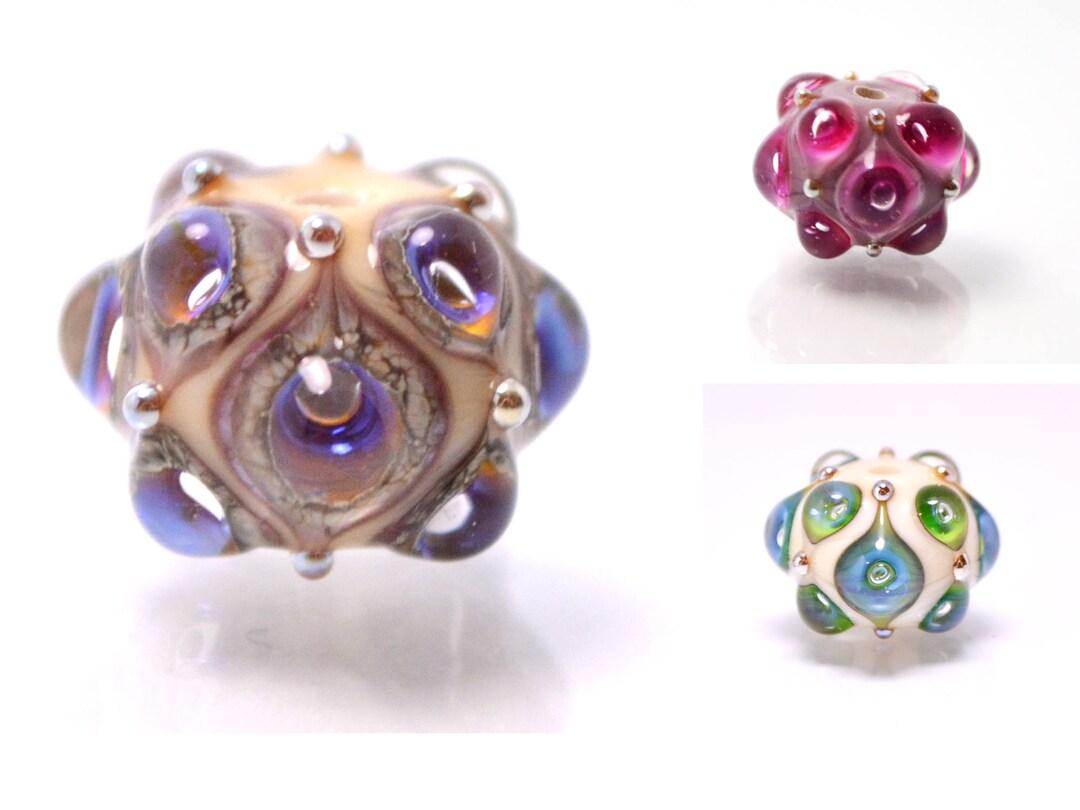 Space Lampwork Bead Handmade Purple Ivory Lilac Lampwork Focal Bead ...