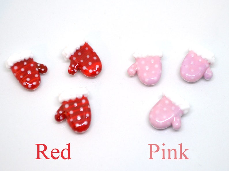 Lampwork Mitten Bead, Pink Red Glass Mitten Bead, Christmas Lampwork - Etsy