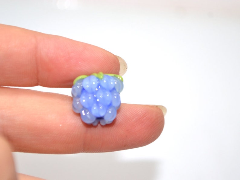 Periwinkle Blue Lampwork Raspberry Glass Berries Lampwork | Etsy