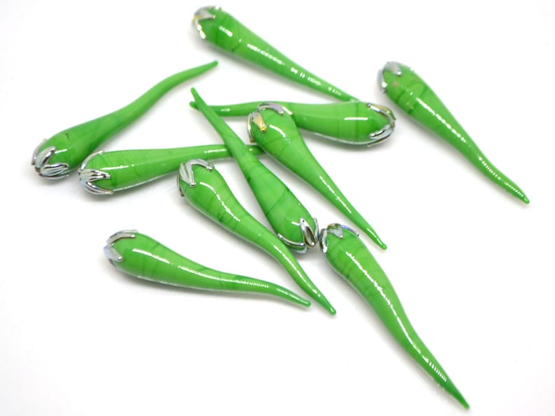Green Chili Peppers Lampwork Chile Beads Vegetable Beads - Etsy