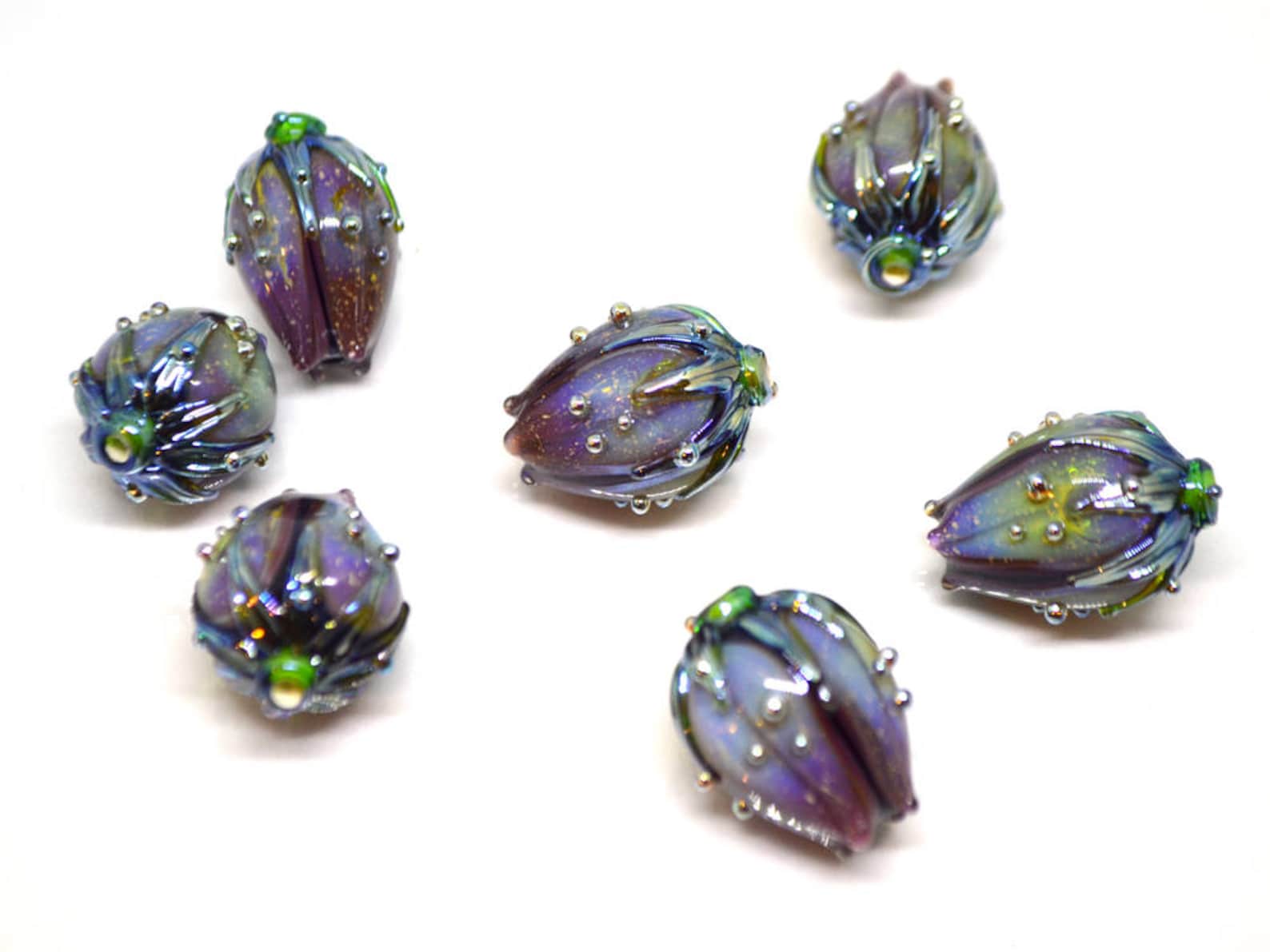 Dichroic Glass Flower Lampwork Beads Sparkling Glass Bead Glitter Beads ...