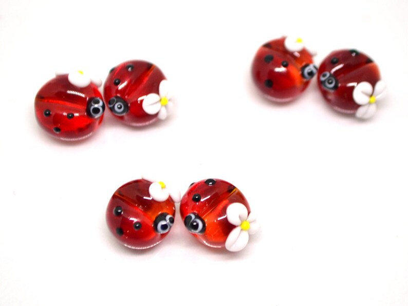 Lampwork Ladybug Beads Glass Ladybug Beads Red Ladybug | Etsy