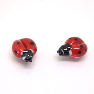Lampwork Ladybug Beads, Glass Ladybug, Half-drilled Beads, Glass Red ...