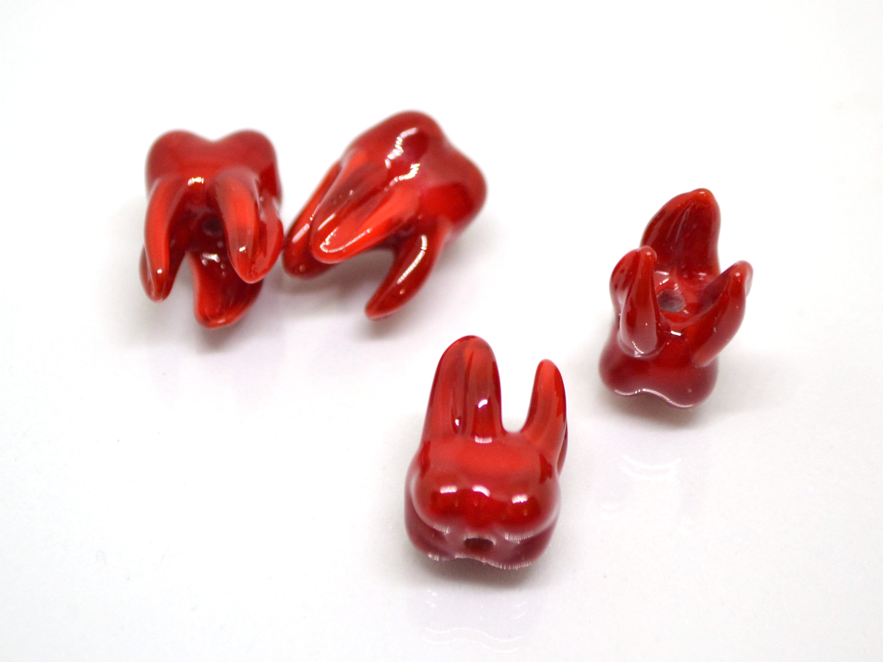 Red Tooth Beads, Red Molar Beads, Glass Root Tooth Beads, Dentist Gift ...