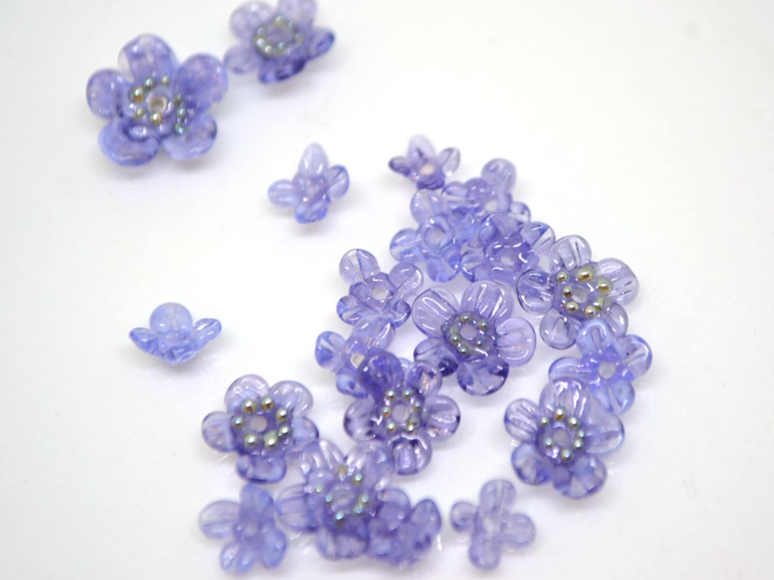 Purple Glass Beads Transparent Flower Beads Spring Flower - Etsy