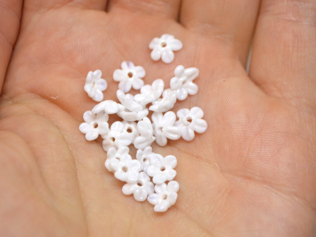 Mini Flower Beads, White Opaque Beads, Wedding Flowers, Flower ...