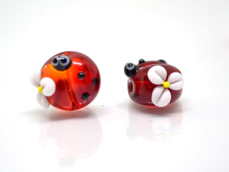 Lampwork Ladybug Beads, Glass Ladybug Beads, Red Ladybug, Ladybug ...