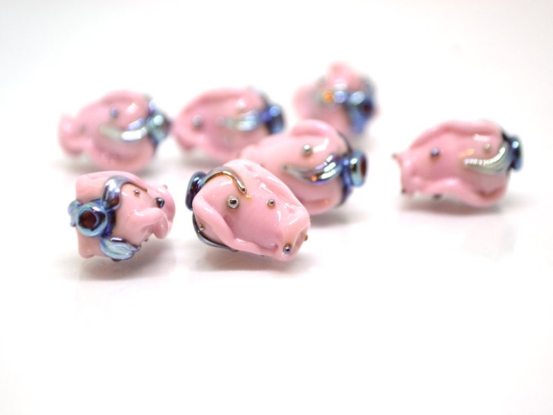 Pink Twisted Rosebud Beads Opaque Pink Glass Rose Bud Bead Etsy España