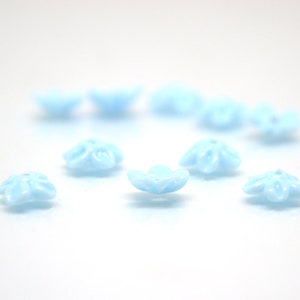 Opaque Blue Mini Flower Beads, Blue Spacer Beads, Wedding Lampwork ...