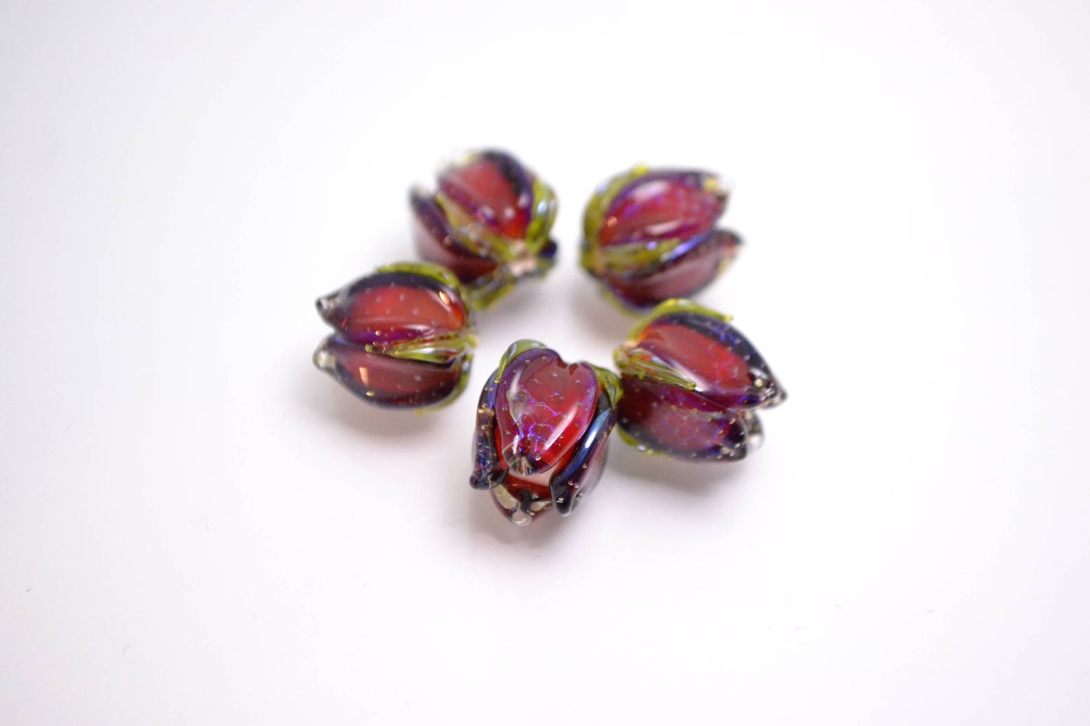 Red Rose Jewelry Art Glass Bead Handmade Floral Making Jewelry - Etsy