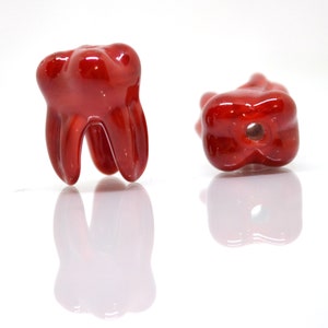Red Tooth Beads, Red Molar Beads, Glass Root Tooth Beads, Dentist Gift ...