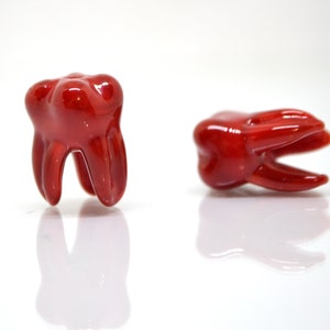 Red Tooth Beads, Red Molar Beads, Glass Root Tooth Beads, Dentist Gift ...