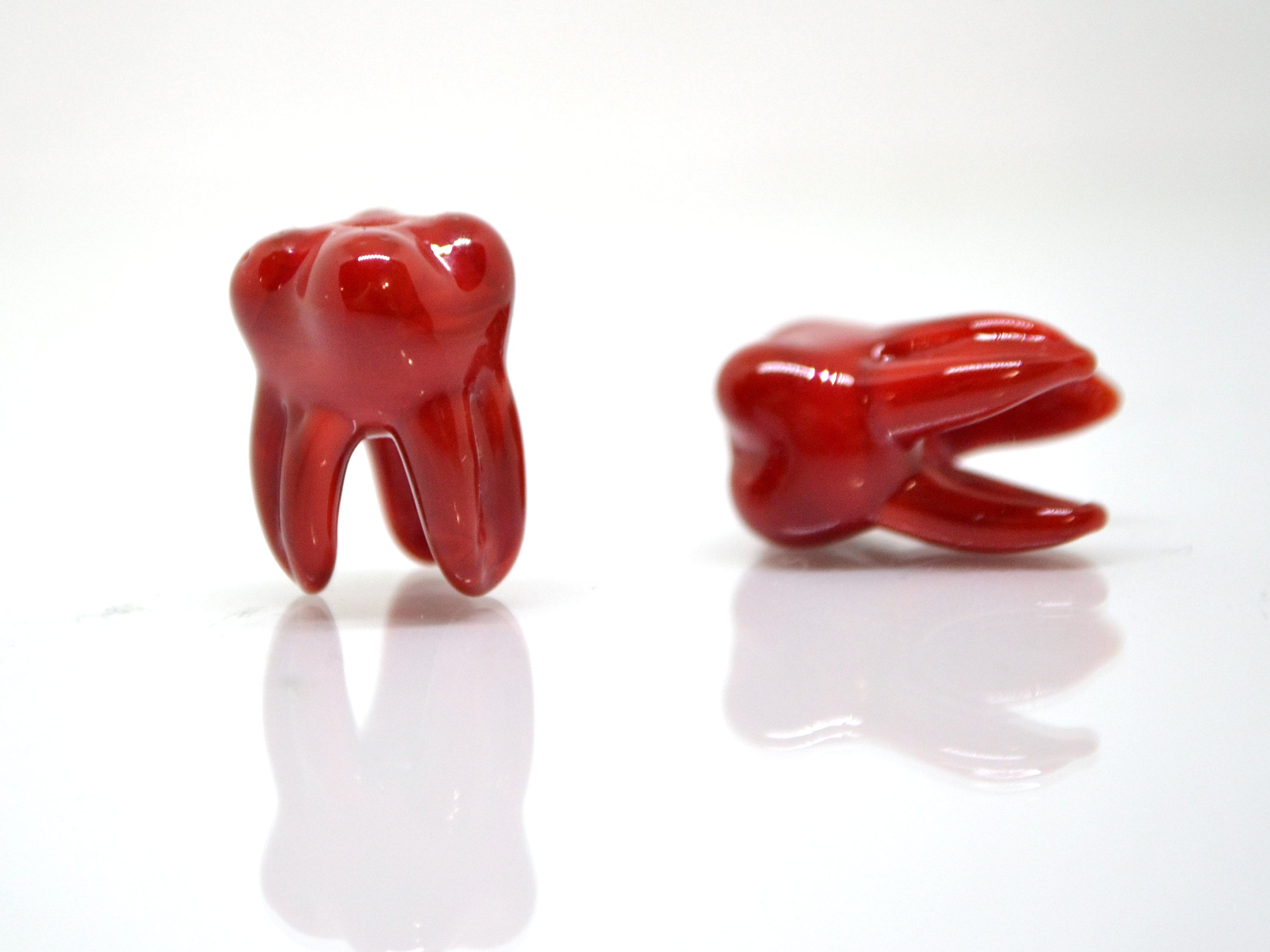 Red Tooth Beads, Red Molar Beads, Glass Root Tooth Beads, Dentist Gift ...