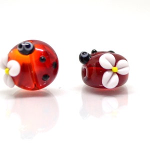 Lampwork Ladybug Beads, Glass Ladybug Beads, Red Ladybug, Ladybug ...