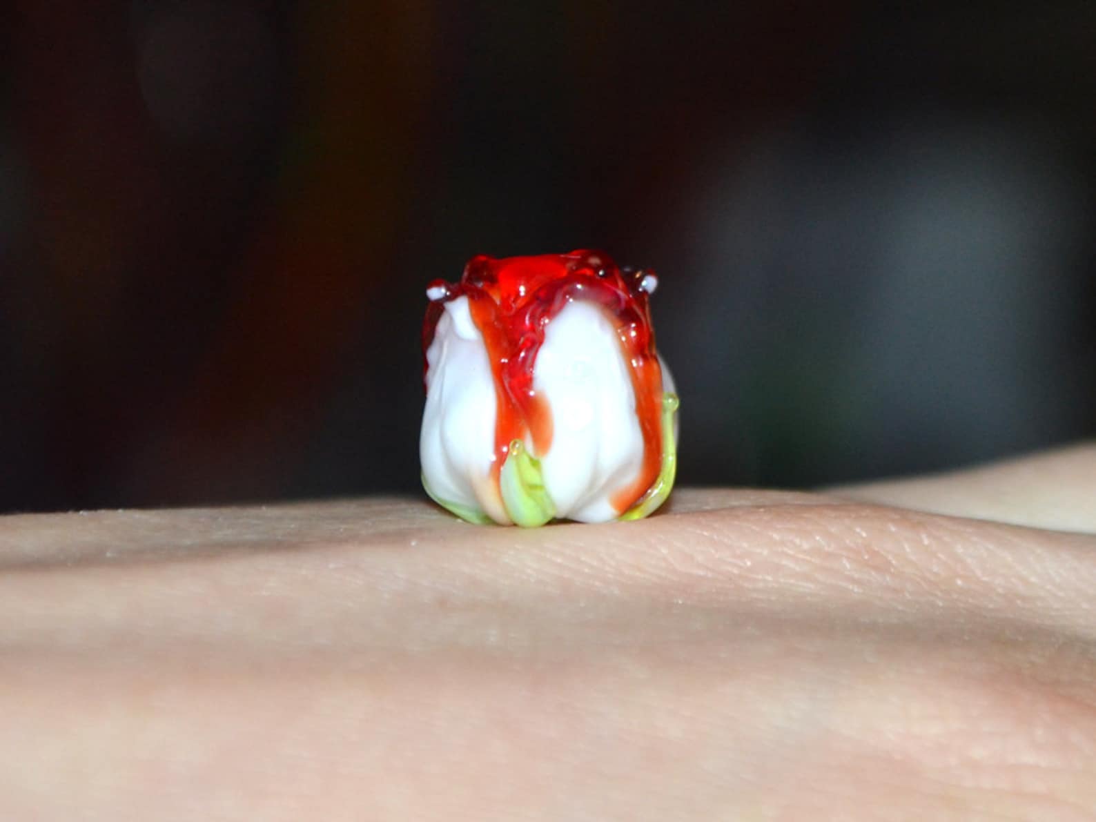 Red White Rosebud Beads, Red Floral Lampwork, Lampwork Earrings DIY ...