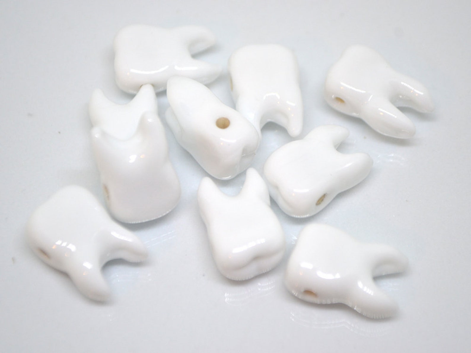 Glass Tooth Beads, Horizontal Hole, Dentist Gift, Human Teeth Beads ...