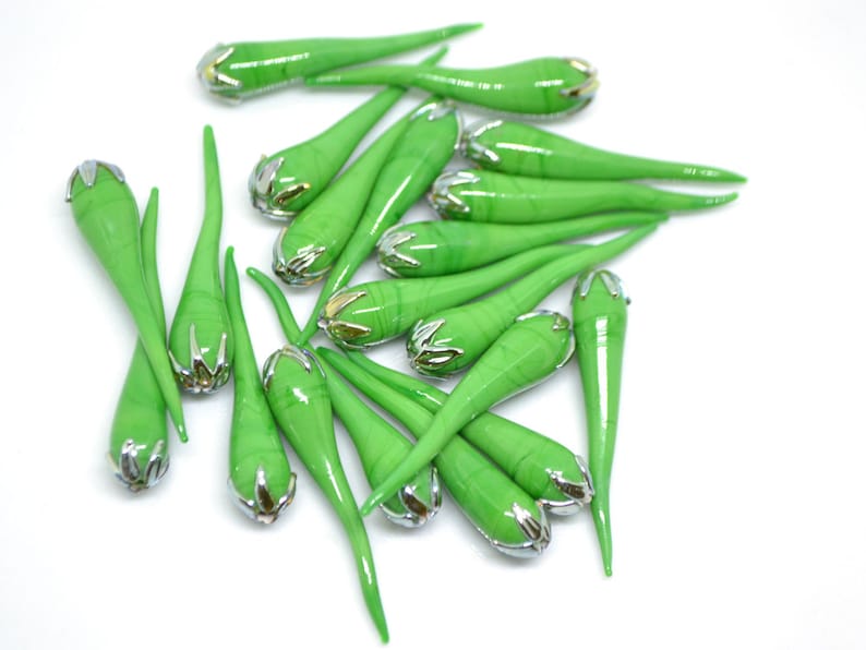 Green Chili Peppers Lampwork Chile Beads Vegetable Beads | Etsy