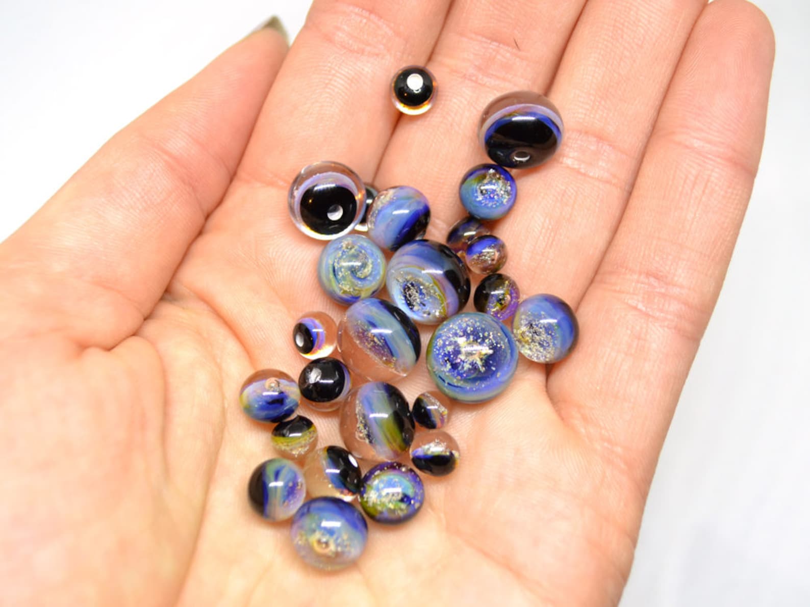 Space Lampwork Beads Half-drilled Beads Galaxy Beads for Earrings ...