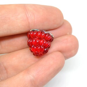 Red Silver Lampwork Raspberry, Red Glass Berries, Gloss Lampwork Beads ...
