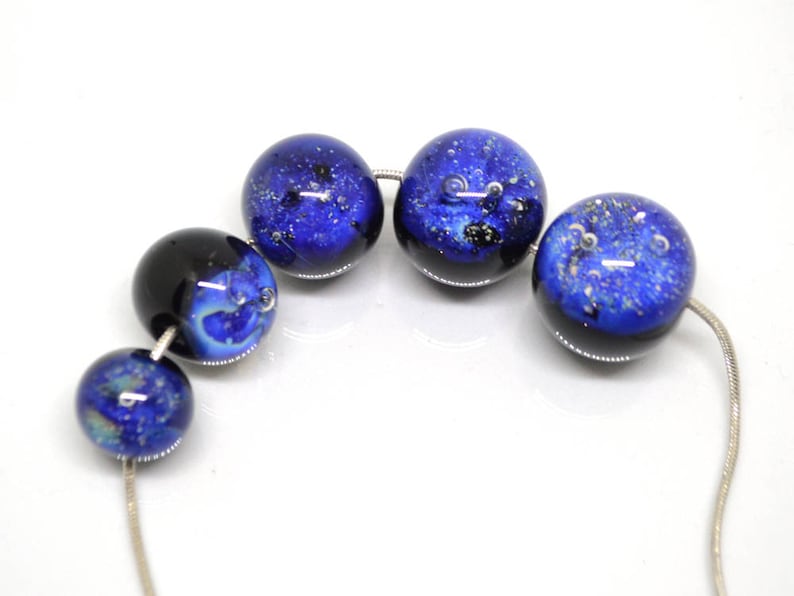 Blue space beads galaxy jewelry diy project blue nebula | Etsy