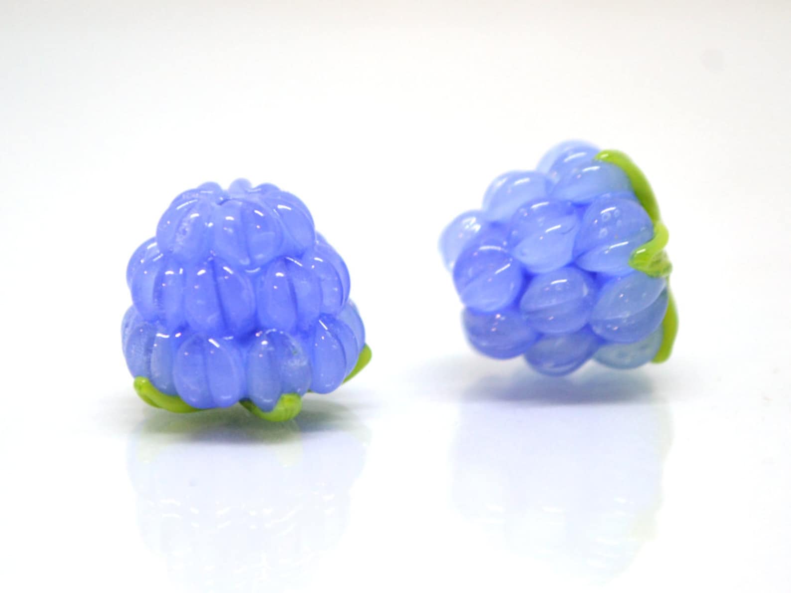 Periwinkle Blue Lampwork Raspberry Glass Berries Lampwork | Etsy