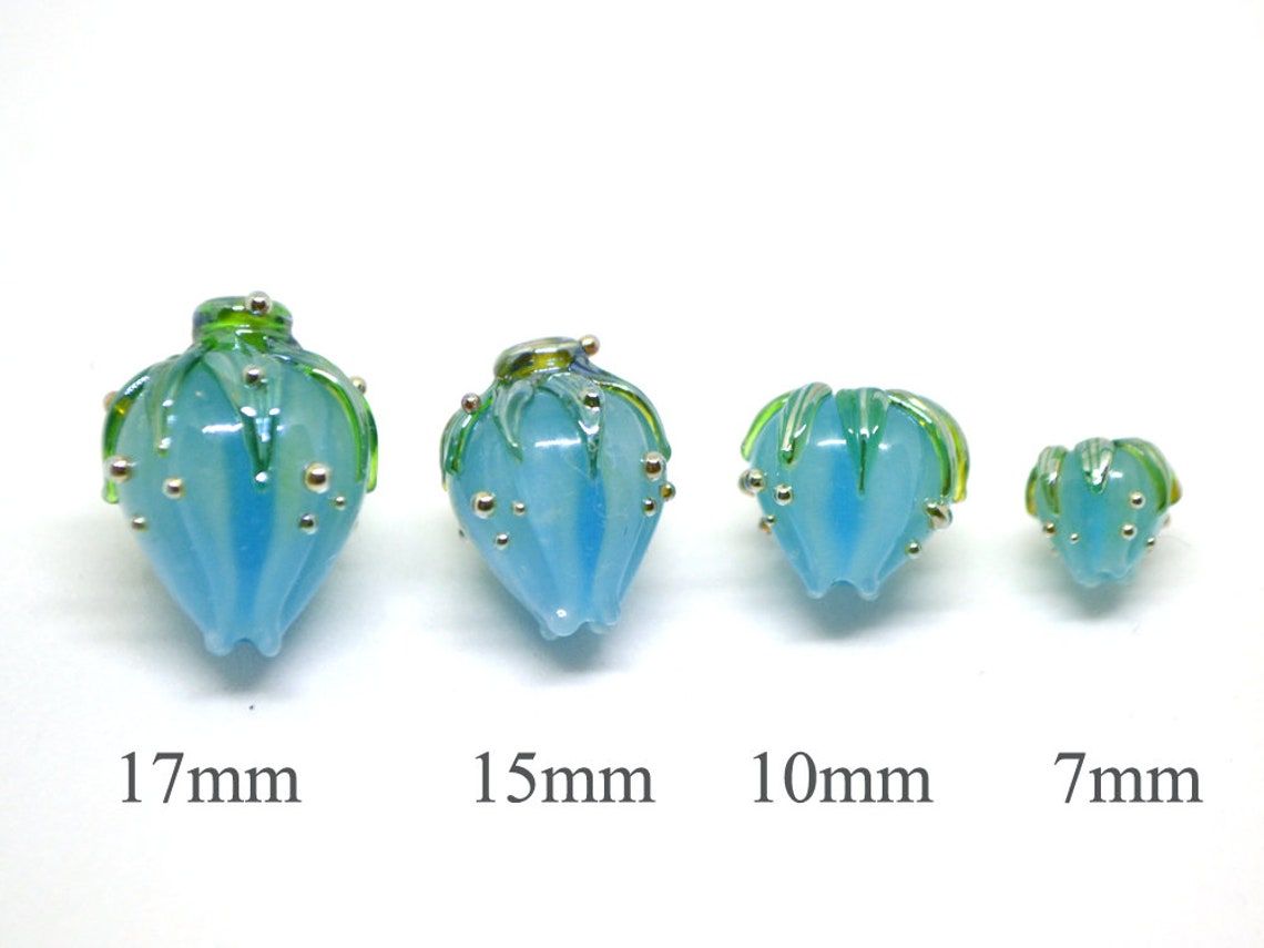 Powder Blue Glass Beads Handmade Glass Beads Lampwork Flower - Etsy