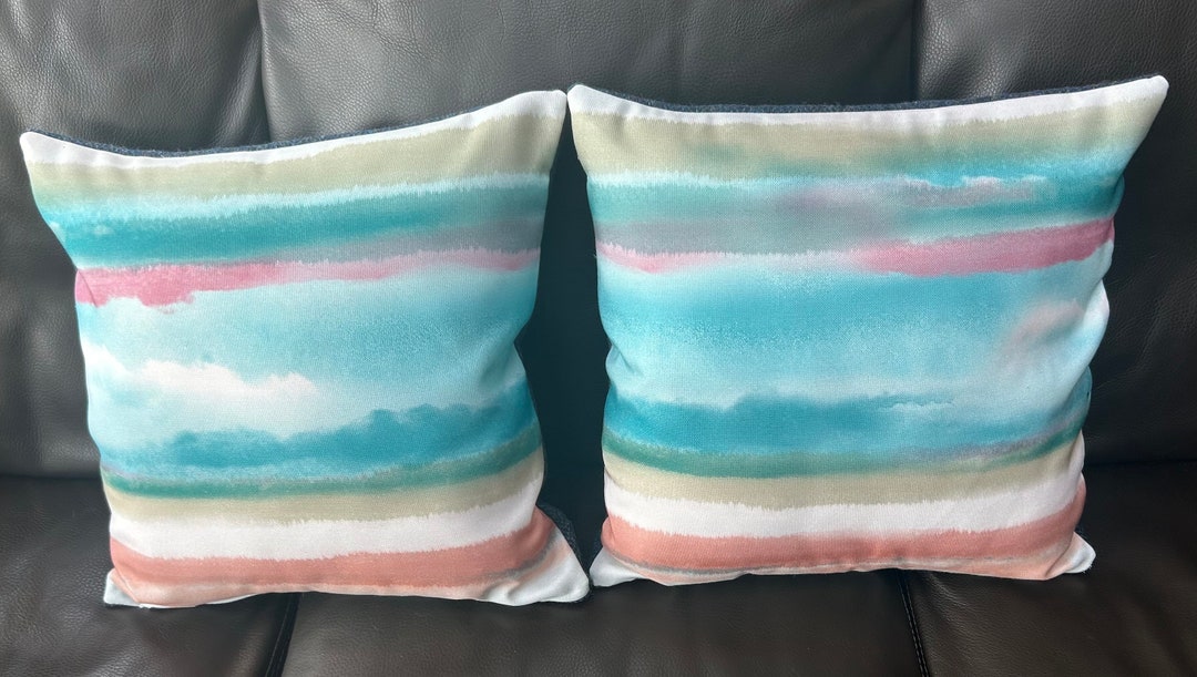 Pair of Harris Tweed & Sandy Beach Fabric Cushion Covers - 18” (46cm ...