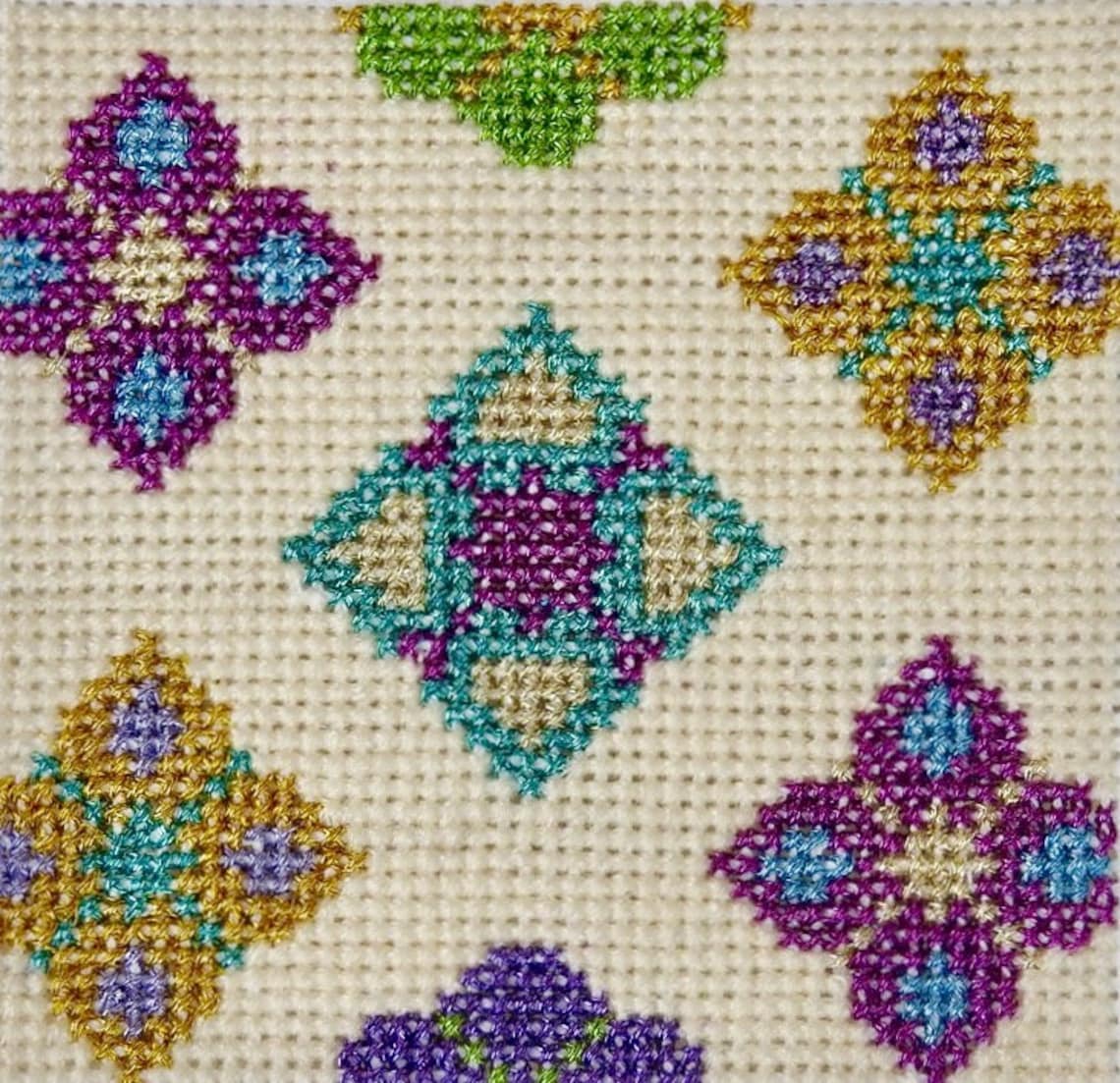 Modern Cross Stitch 'bright Shining Flowers' Cross - Etsy