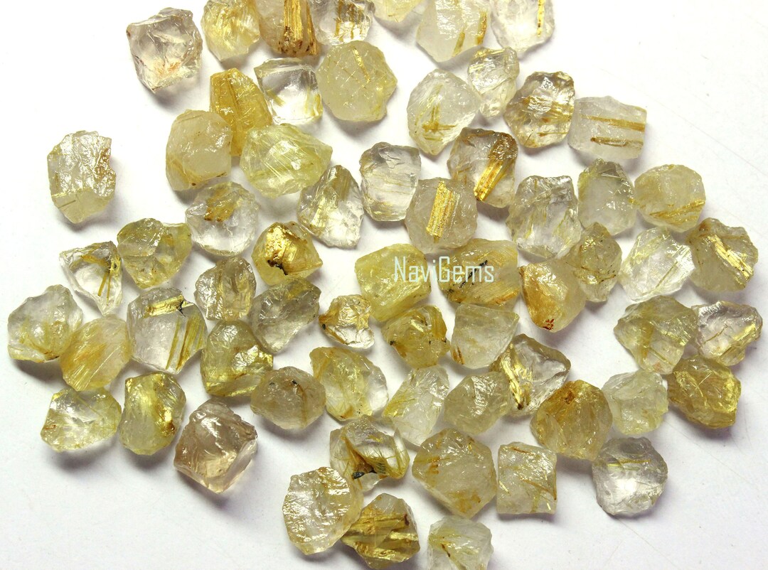 AAA Quality 50 Piece Natural Golden Rutile Rough,rutile Rough Gemstone ...