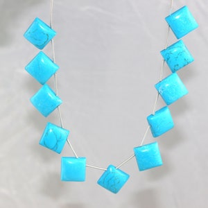 Good Quality 1 Strand Natural Turquoise Square Shape Smooth One Sided ...