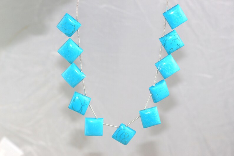 Good Quality 1 Strand Natural Turquoise Square Shape Smooth | Etsy