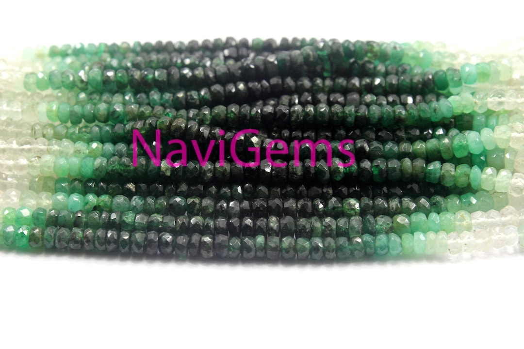 Natural Emerald Gemstone Beads: 4-4.5mm Micro Faceted Rondelle, 15 ...