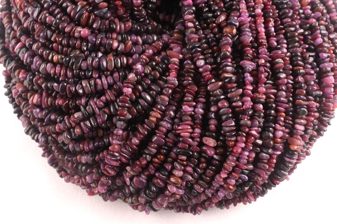 16 Long Natural Red Ruby Chips Beadsuncut Beadsruby - Etsy
