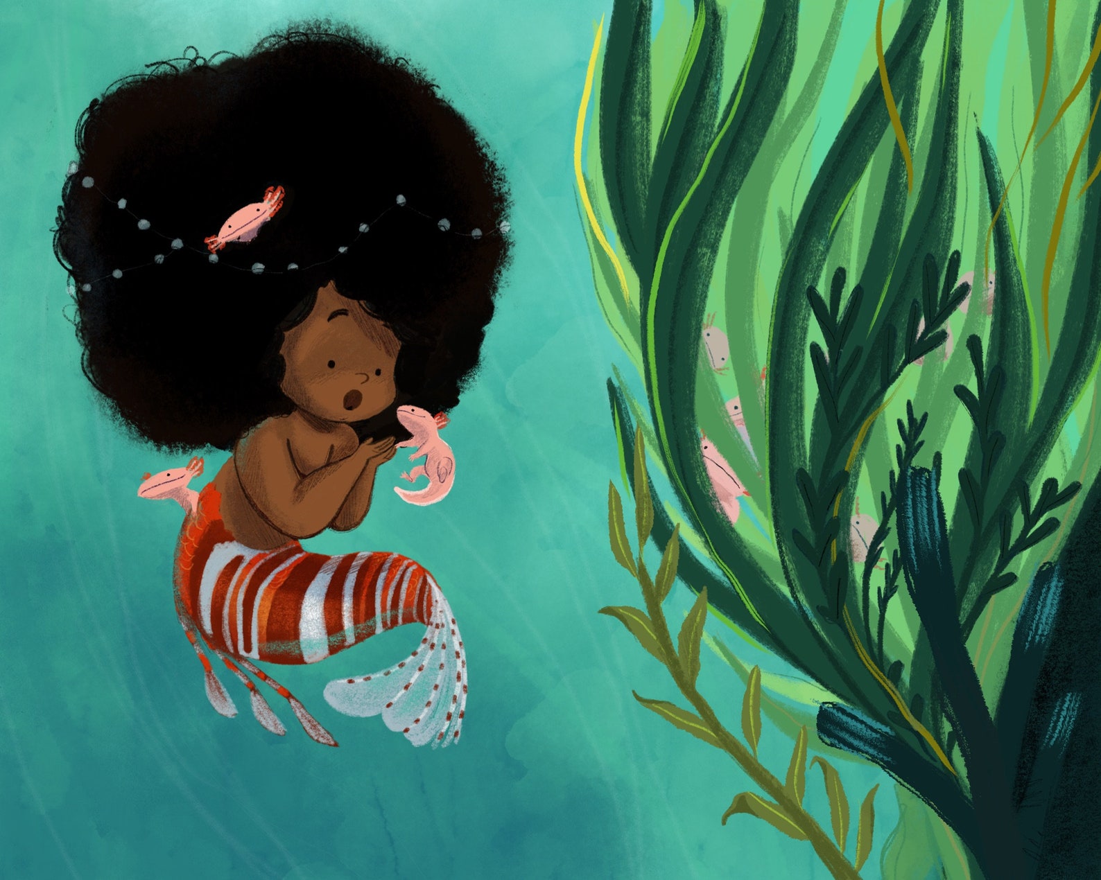 Mermay 2018 Axolotl by Rizzyfig. Whimsical Mermaid Wall Art - Etsy