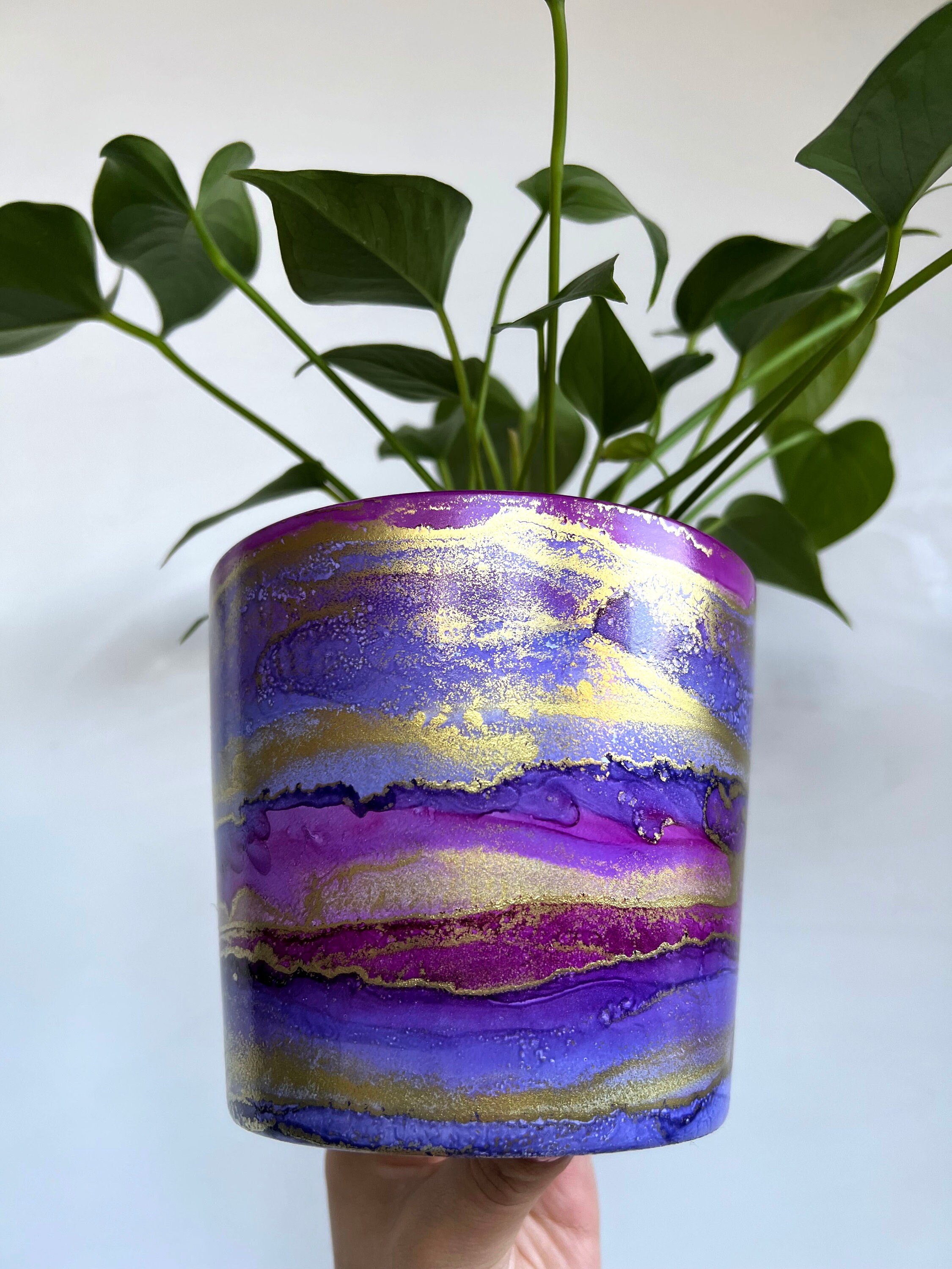 Hand Painted Plant Pot With Drainage Hole Ceramic Pot Pink - Etsy