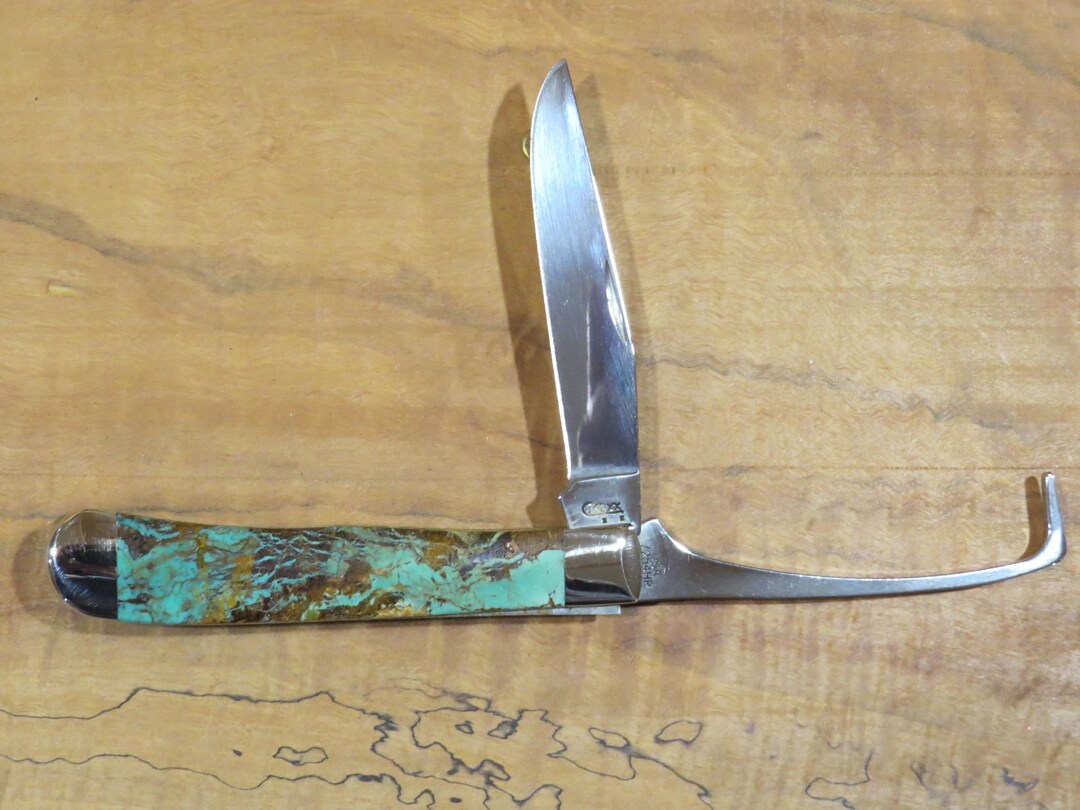 Custom Case XX Equestrian Knife With Arizona Kingman Turquoise Scales ...