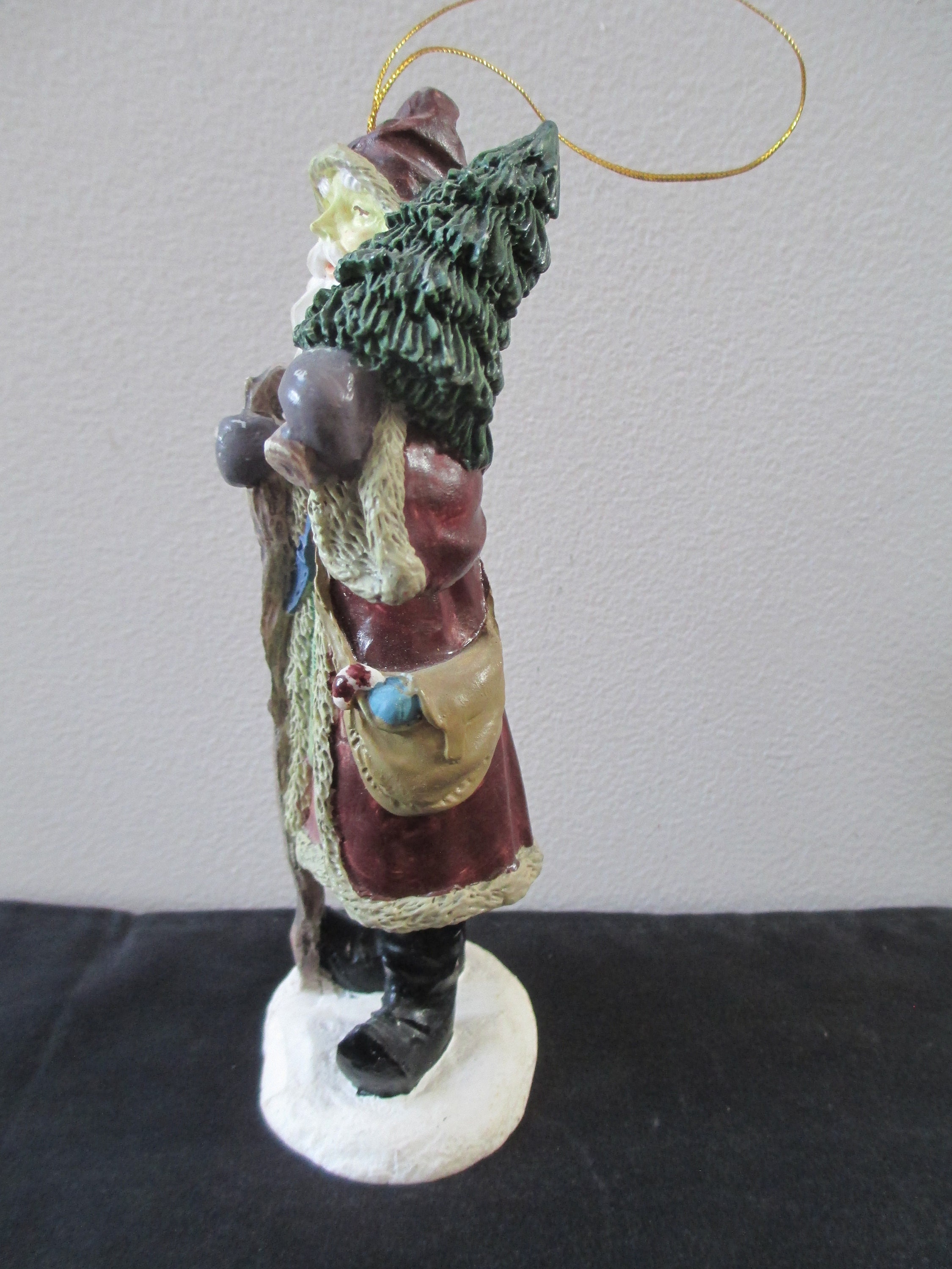 Vintage Resin Santa, Santa With Mini Tree and Toy Bags, Santa With Bags ...