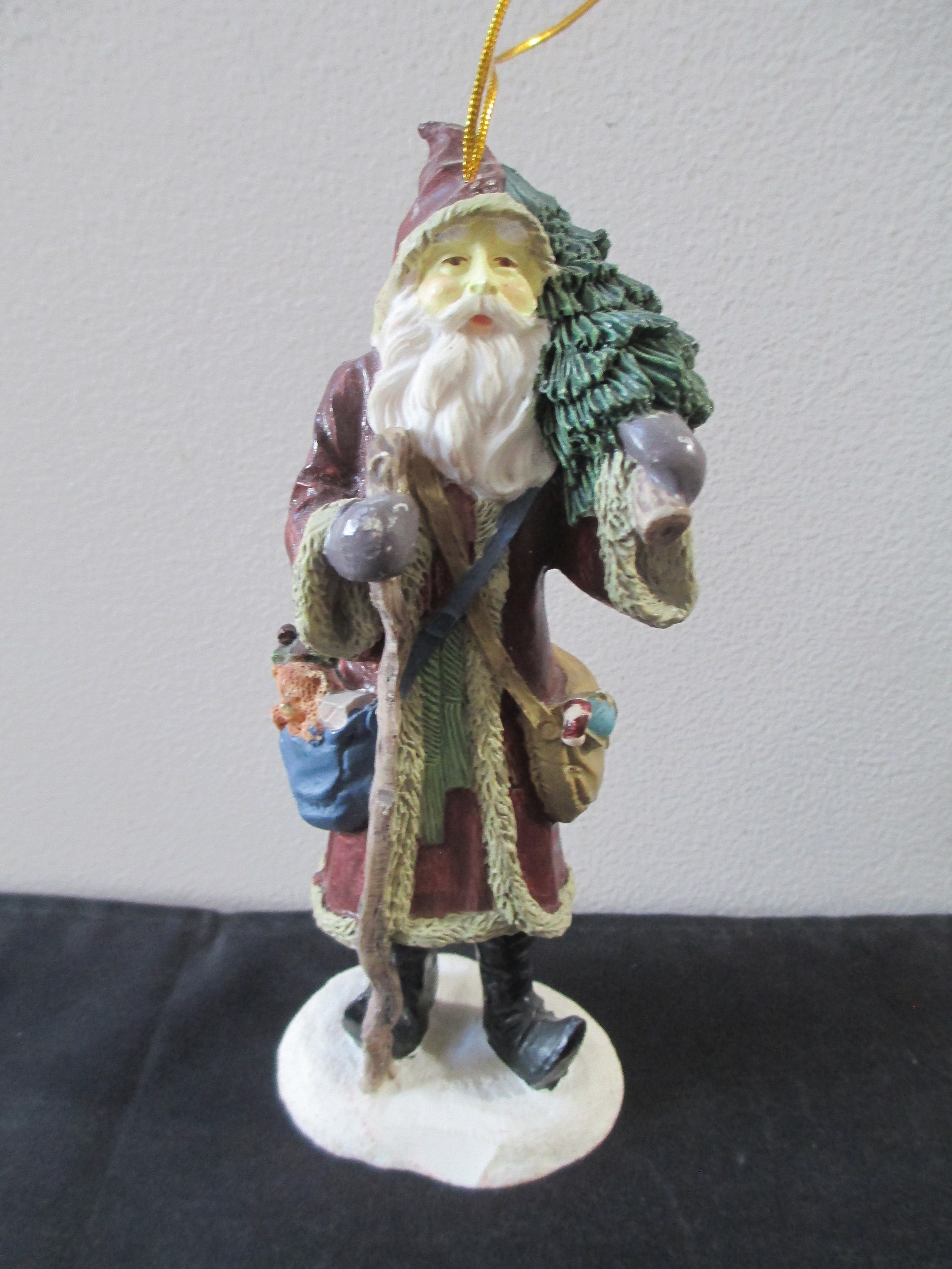 Vintage Resin Santa, Santa With Mini Tree and Toy Bags, Santa With Bags ...