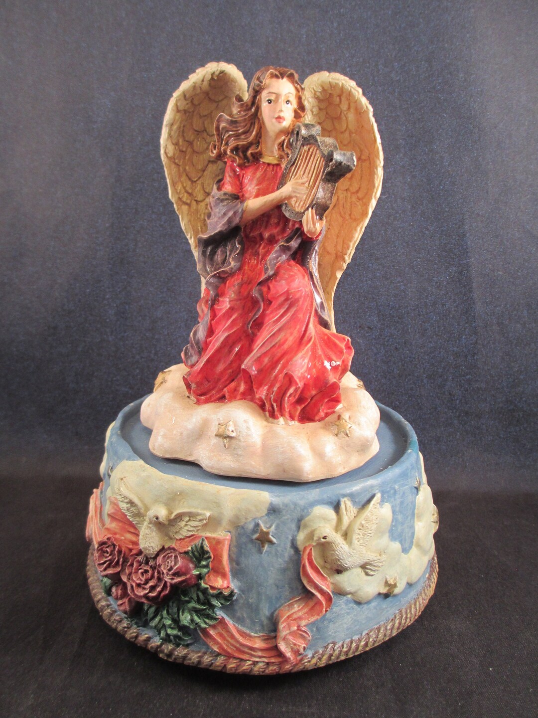 Vintage Angel Music Box, Angel With Harp Music Box, Musical Angel ...