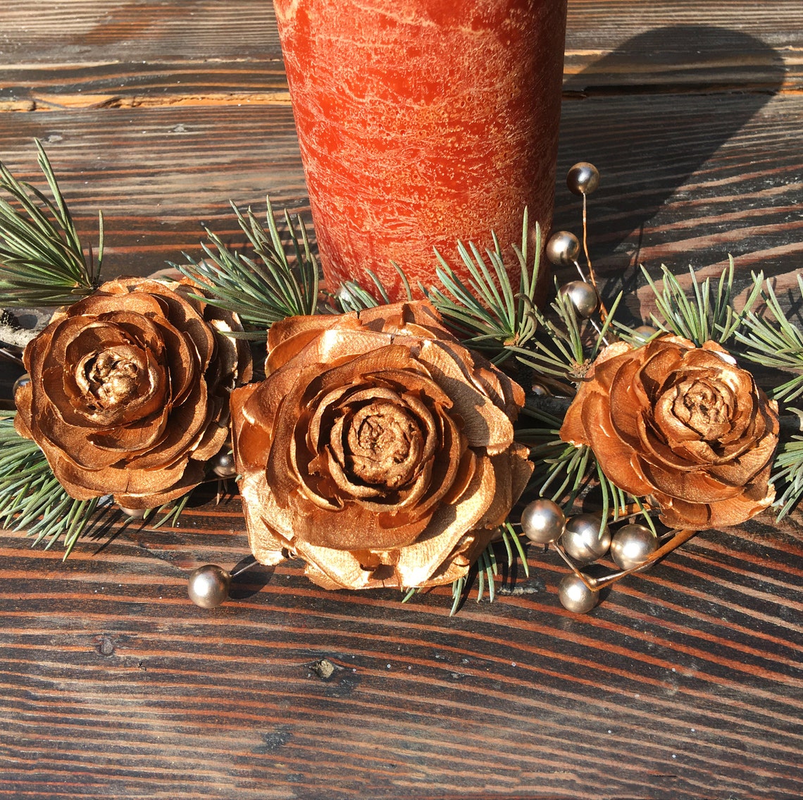 5 PAINTED PINECONE ROSES - Etsy