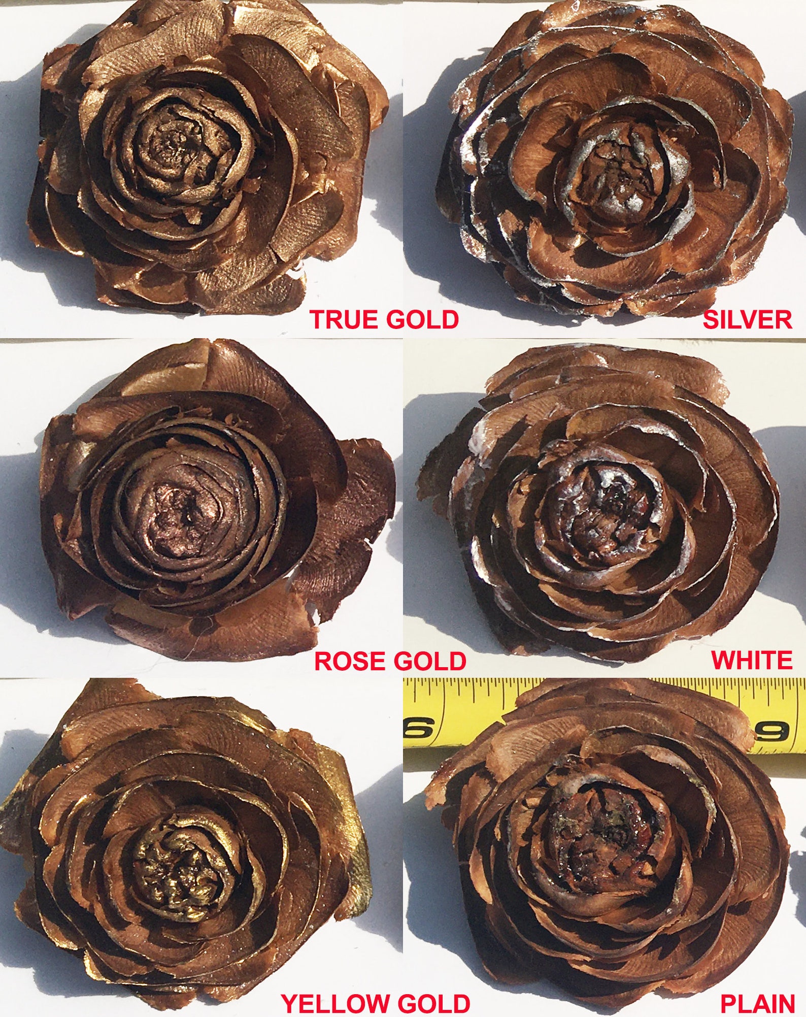 5 PAINTED PINECONE ROSES - Etsy