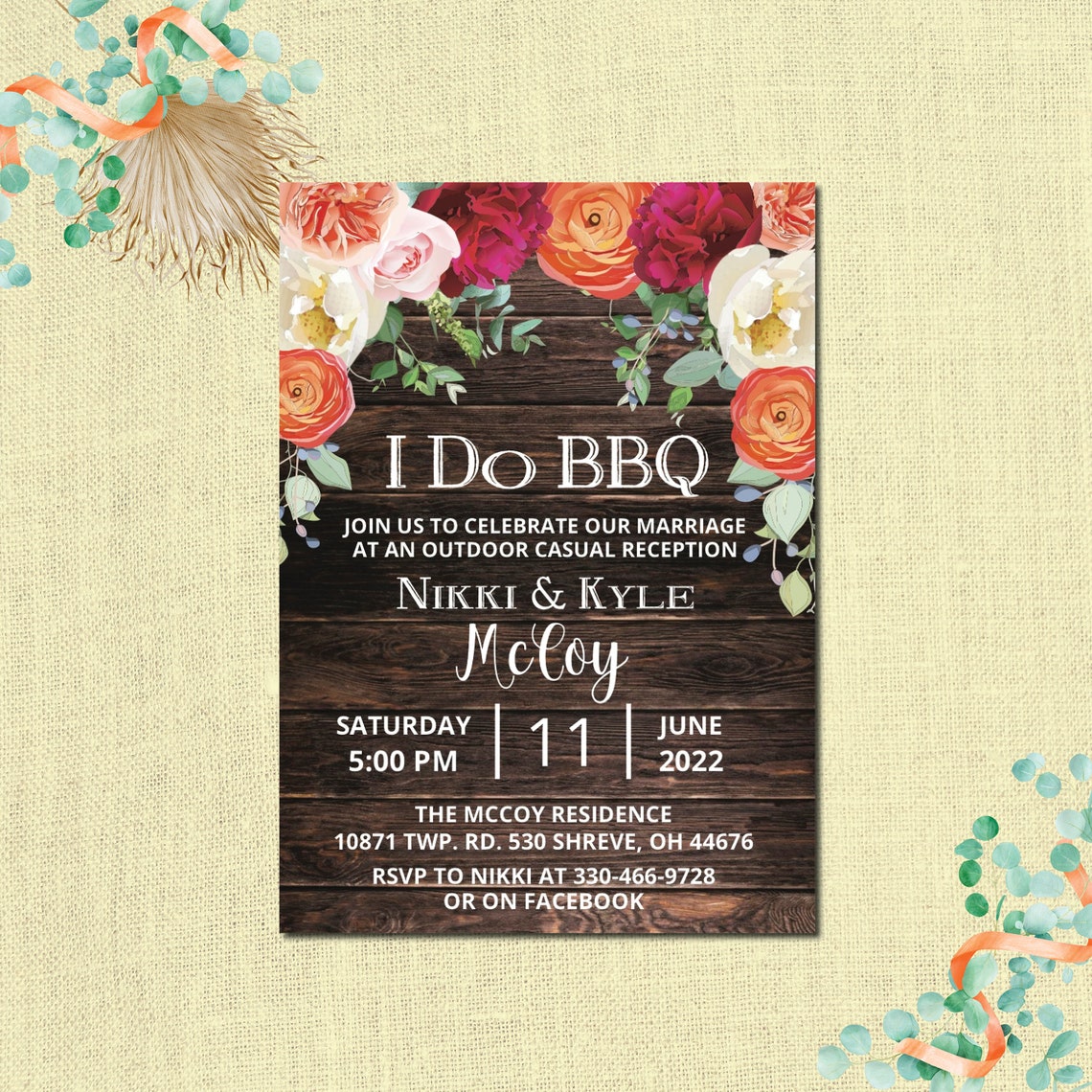 I Do BBQ Invitation Digital, Wedding BBQ Invitation Rustic, Backyard ...